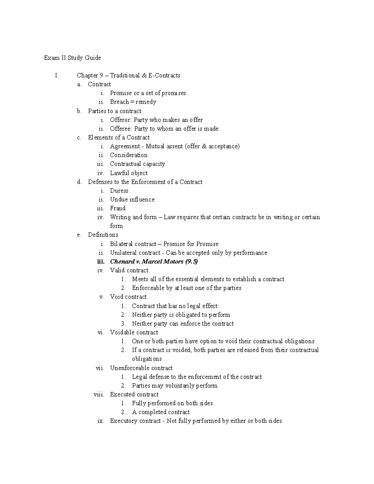 Contract Law Study Guide: Capacity, Legality, Fraud & Remedies (Exam II ...