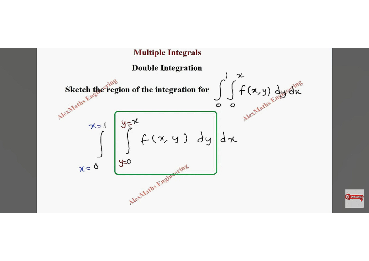 Calculus - Multiple Integrals Double Integration Tutorial (ENG 101) - Studocu