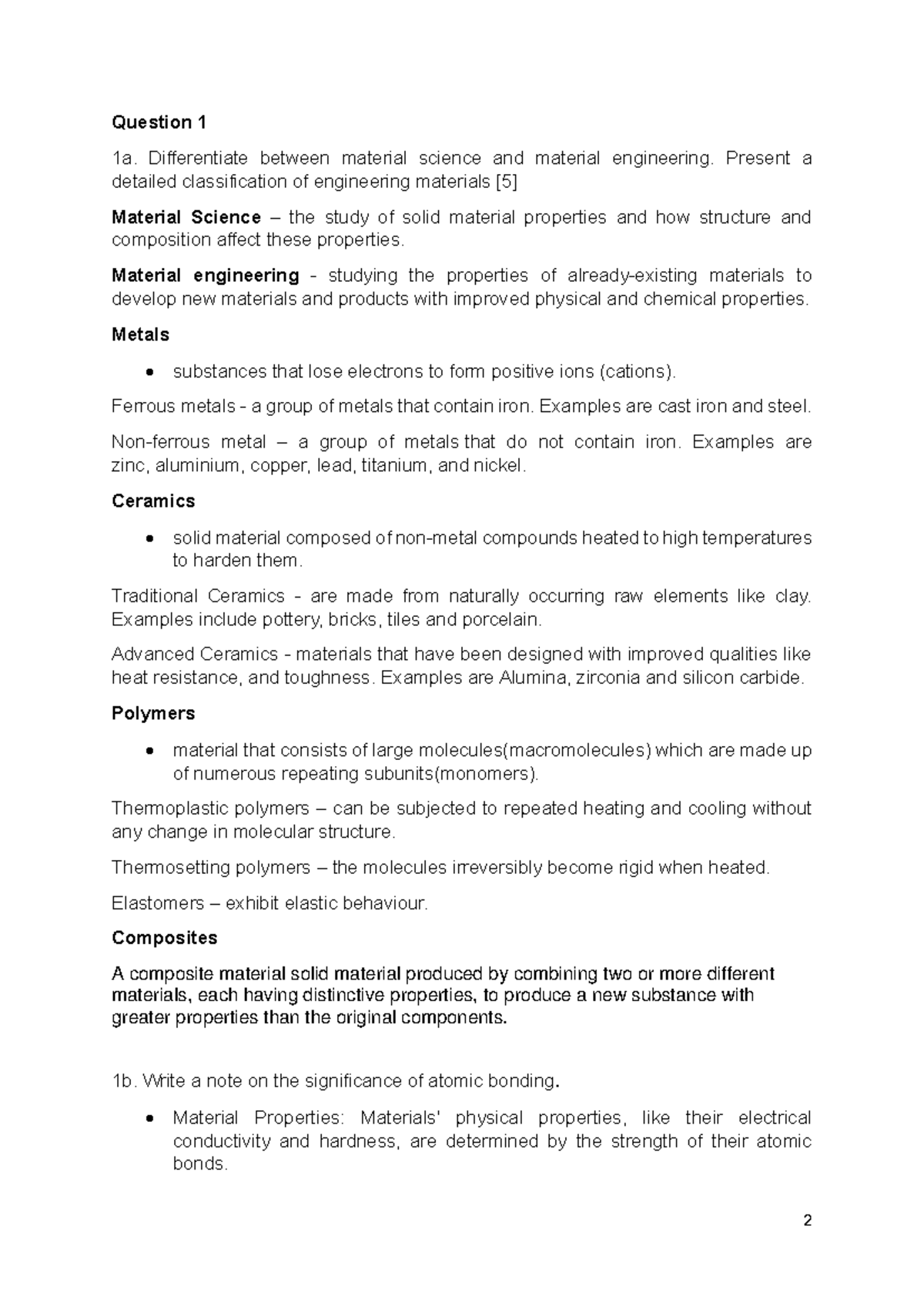 ENGR 101: Material Science vs. Material Engineering Overview - Studocu