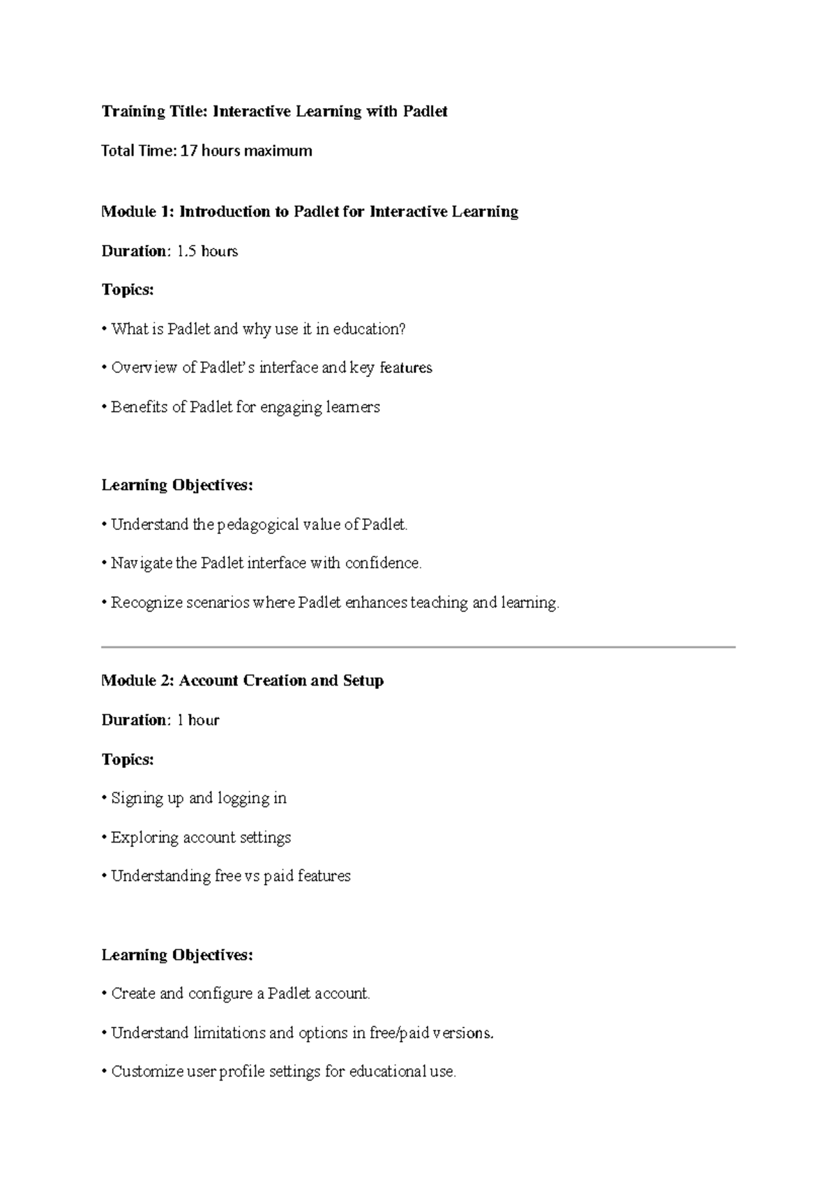 Training Module 1 - Interactive Learning with Padlet - Training Title: Interactive Learning with ...