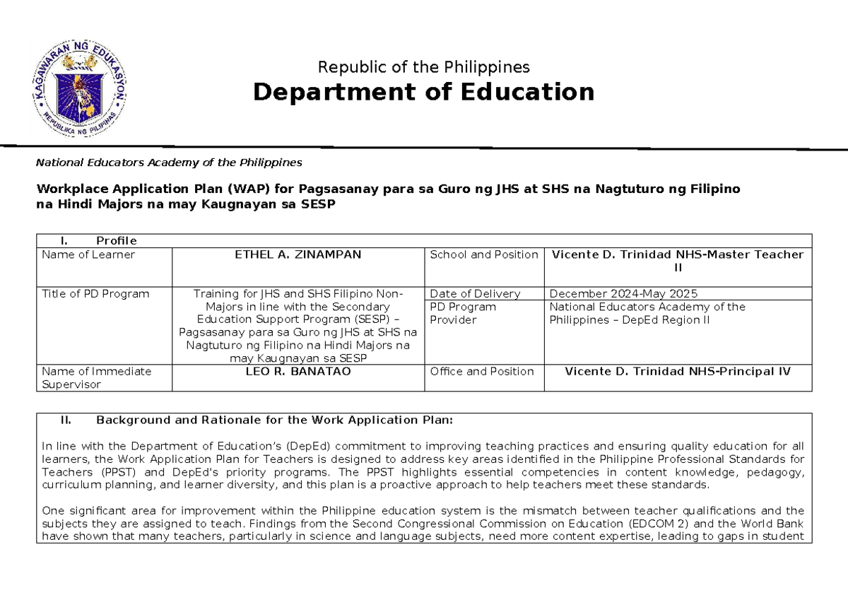 SESP WAP for Teachers: Sample Periodic Test for 3rd Quarter - Studocu