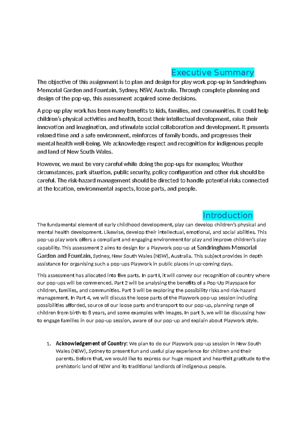 Assessment 1 ECE6010 - Graduate diploma in Early Childhood - Video Link ...