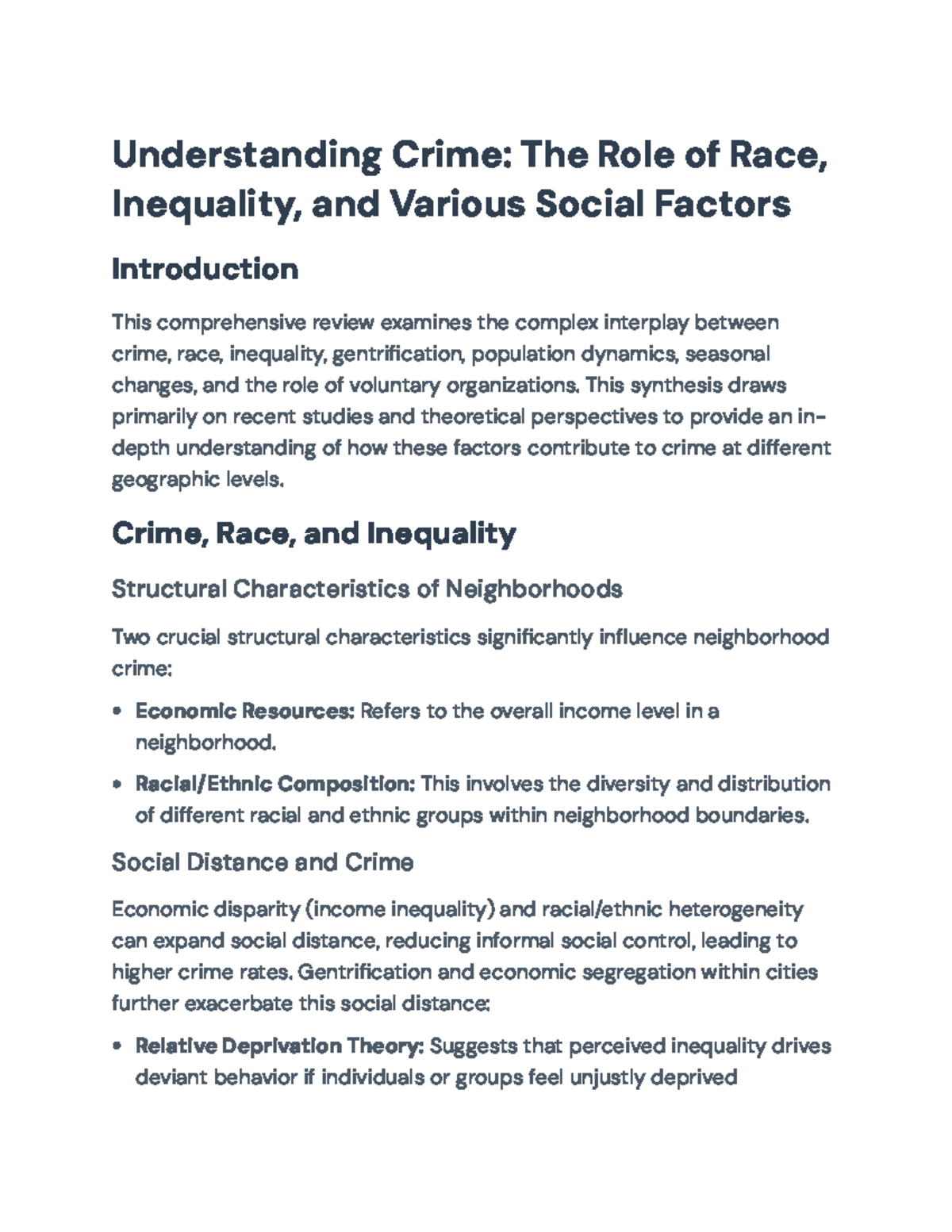 Understanding Crime: Race, Inequality, and Social Dynamics - ER-101 ...