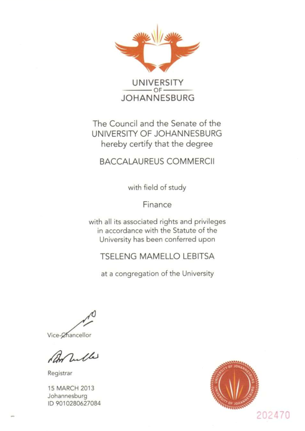BCom Finance Degree Certification - University of Johannesburg - Studocu