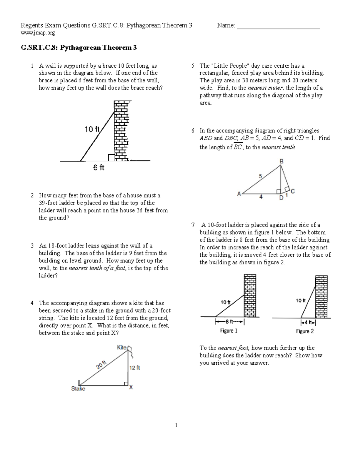 G.SRT.C - Regents Exam Prep: Pythagorean Theorem Questions - Studocu