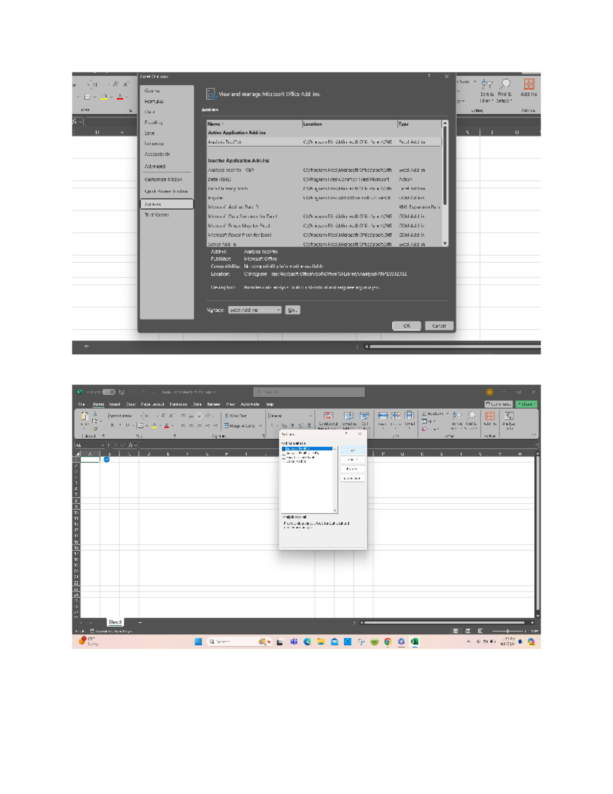 Excel Tool Setup & Analysis: Using the Analysis ToolPak - Studocu