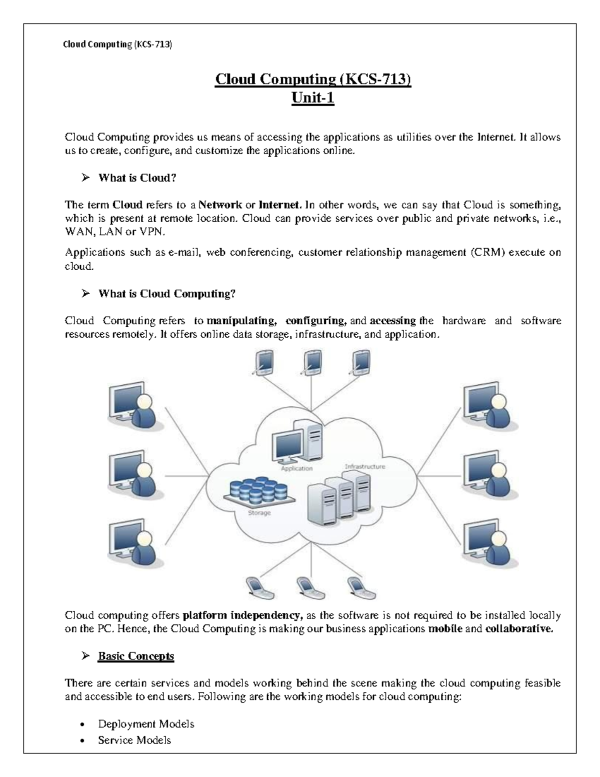 Cloud Computing Overview and Key Concepts (KCS-713) - Studocu