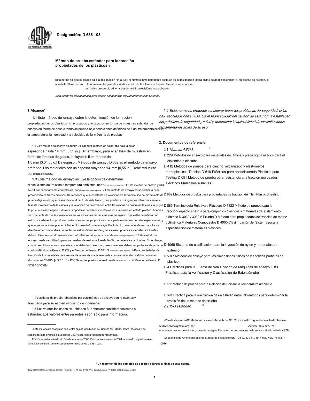 Norma ASTM D638, traducida al español, norma completa - Designación: D ...