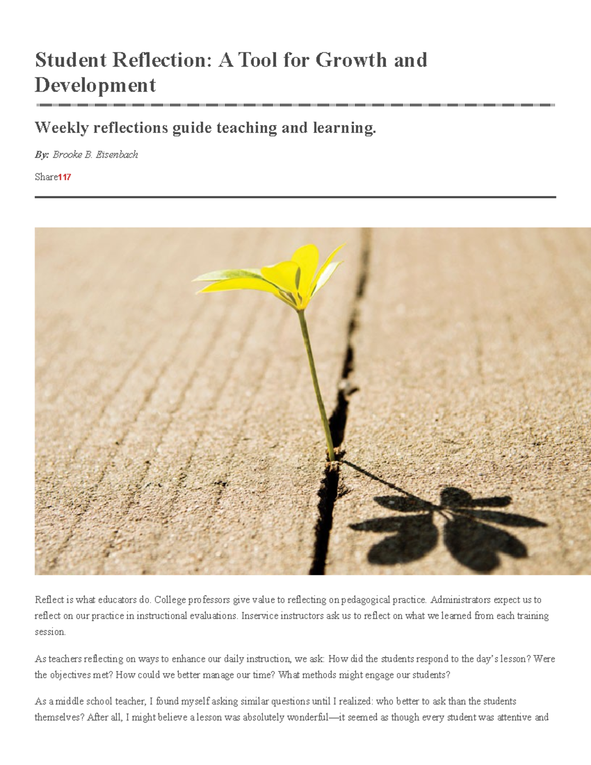 Student Reflection - Reflective Journal - Student Reflection: A Tool ...