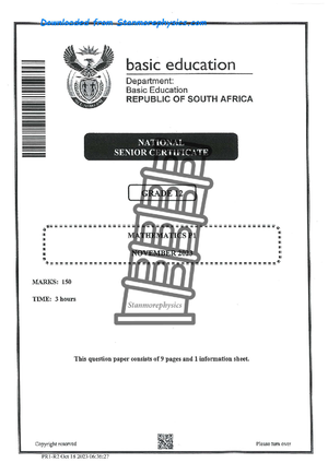 Maths GR 12 TEST Framework 2025 - MATHEMATICS 2025 MARCH TEST FRAMEWORK ...