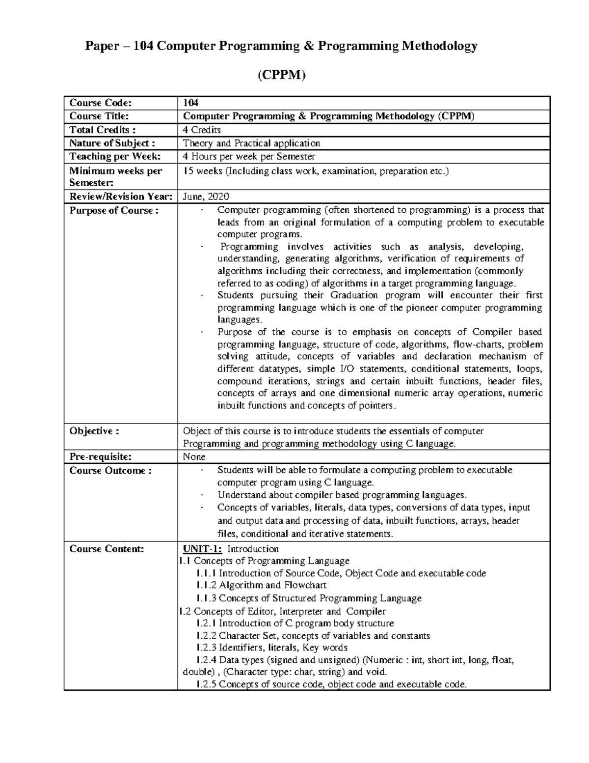 104 CPPM Final Exam Notes: Computer Programming & Methodology - Studocu