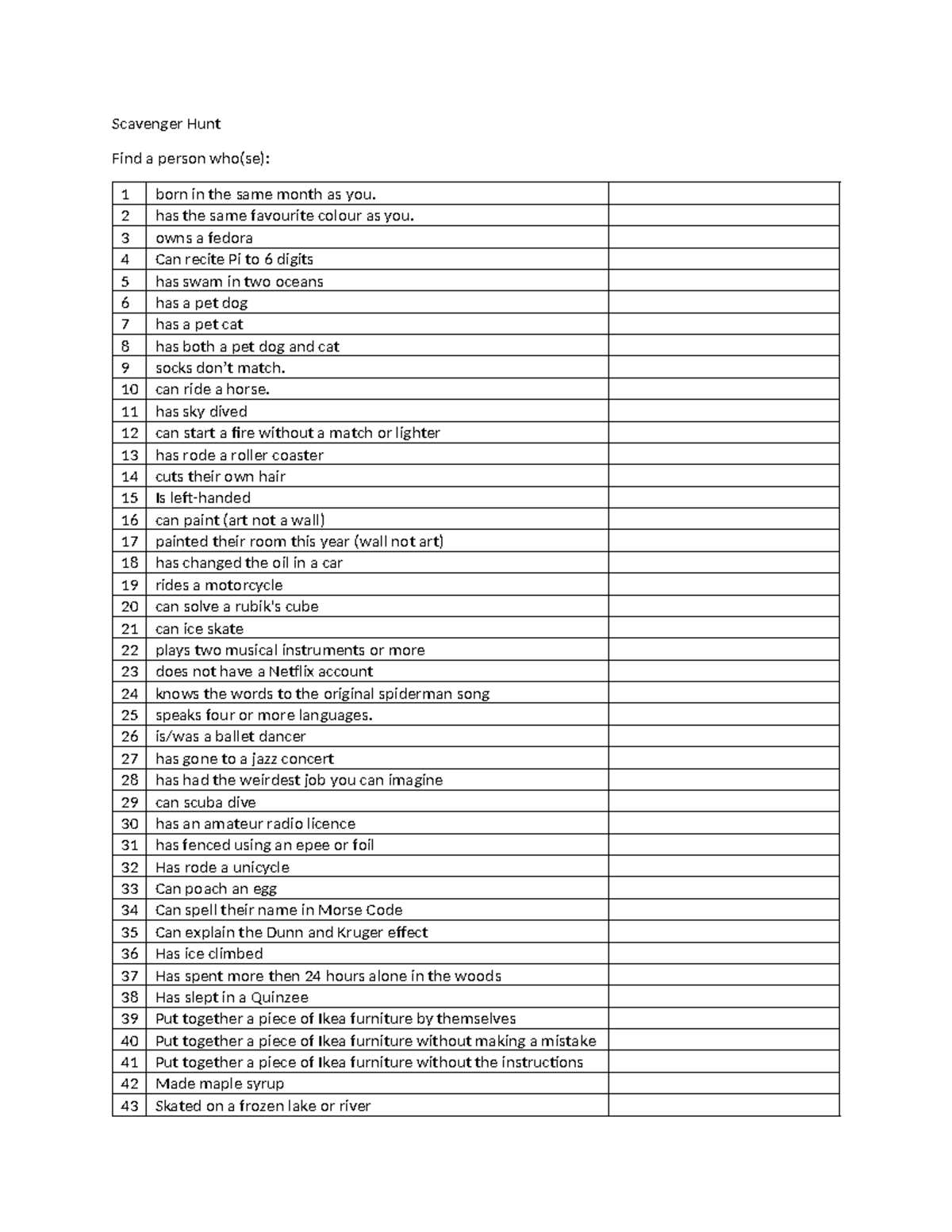 Scavenger Hunt Activity - In-Class Work - Studocu