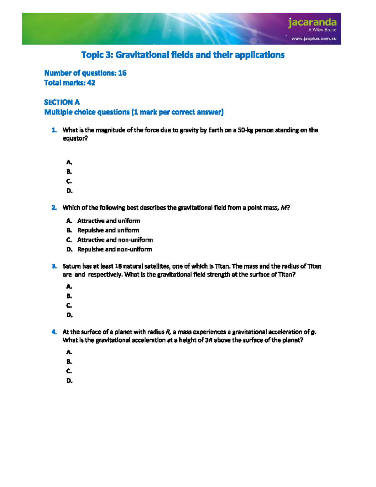 Gravity - Topic 3: Gravitational Fields & Applications (42 Marks) - Studocu