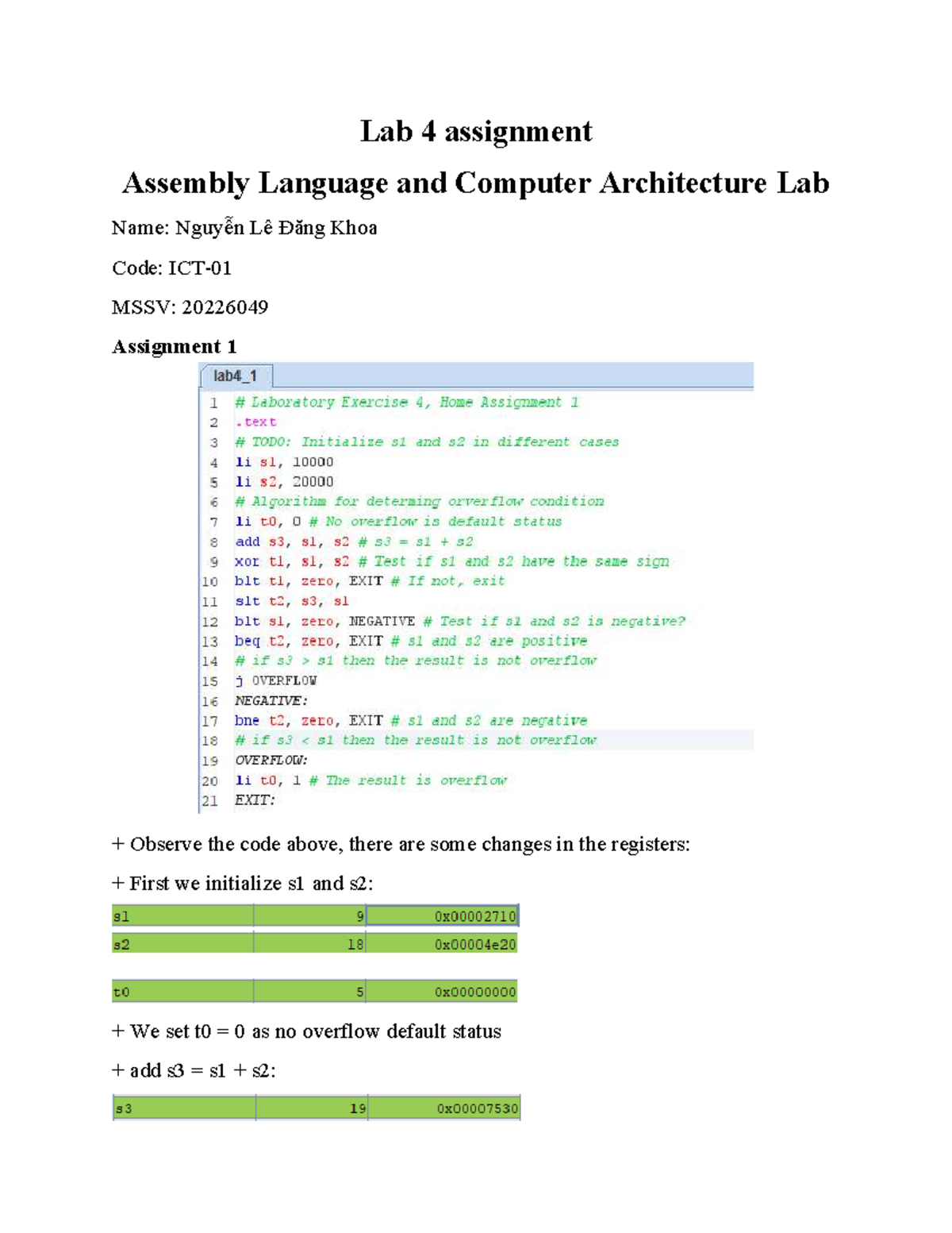 Lab 04: Assembly Language & Computer Architecture Assignment - Studocu