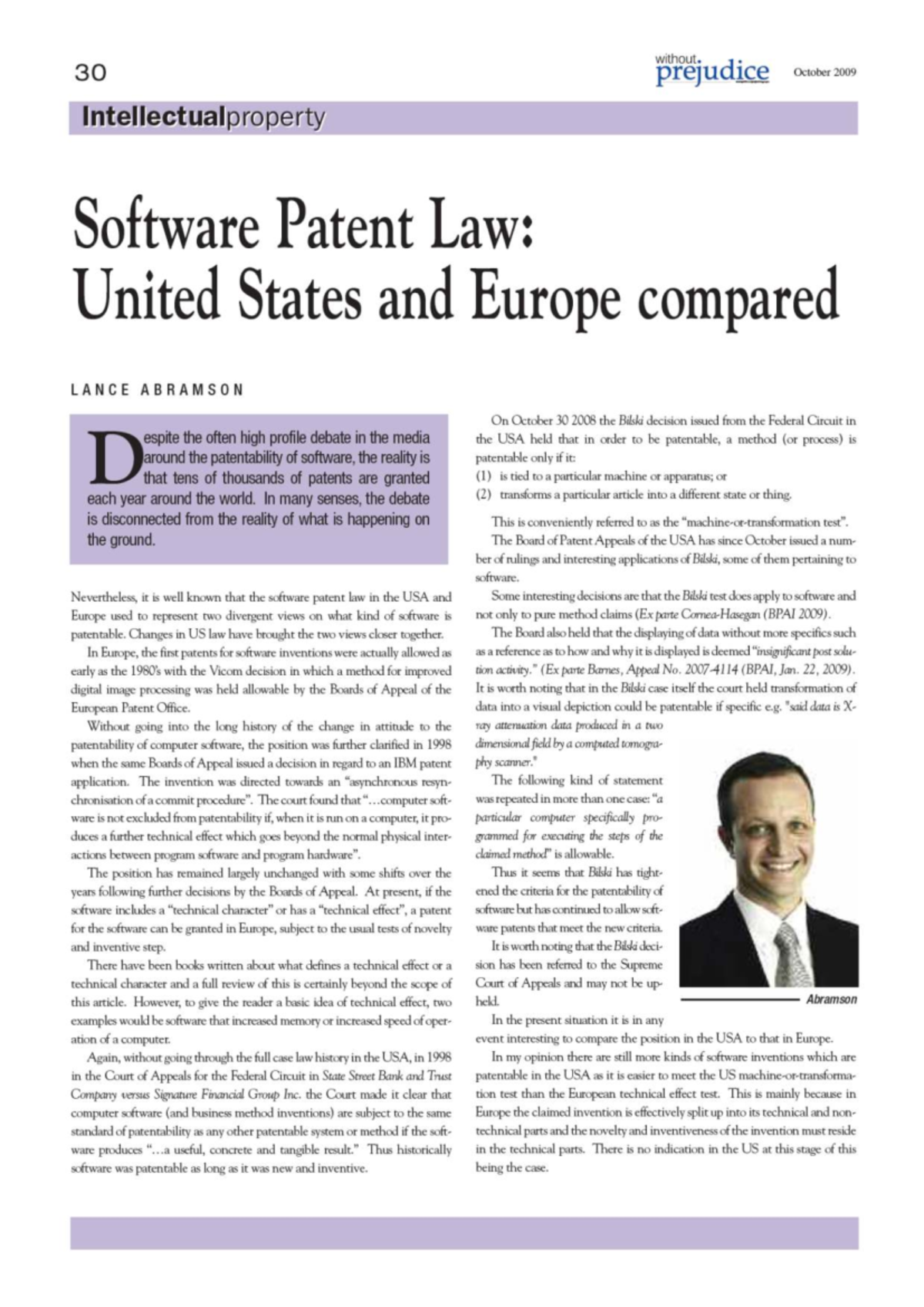 Software Patent Law: US & Europe Compared (Intellectual Property) - Studocu