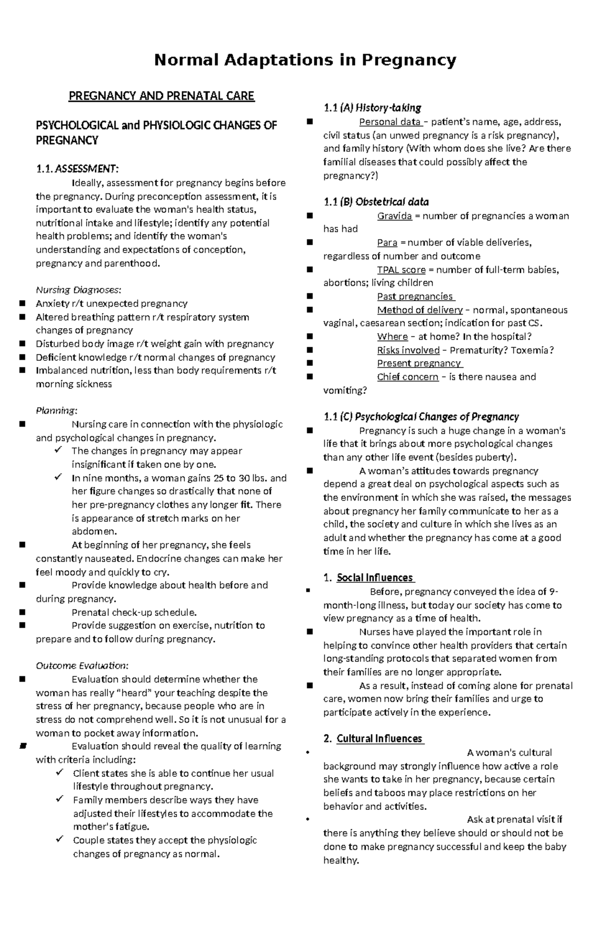 Normal Adaptations in Pregnancy: Psychological & Physiological Changes ...