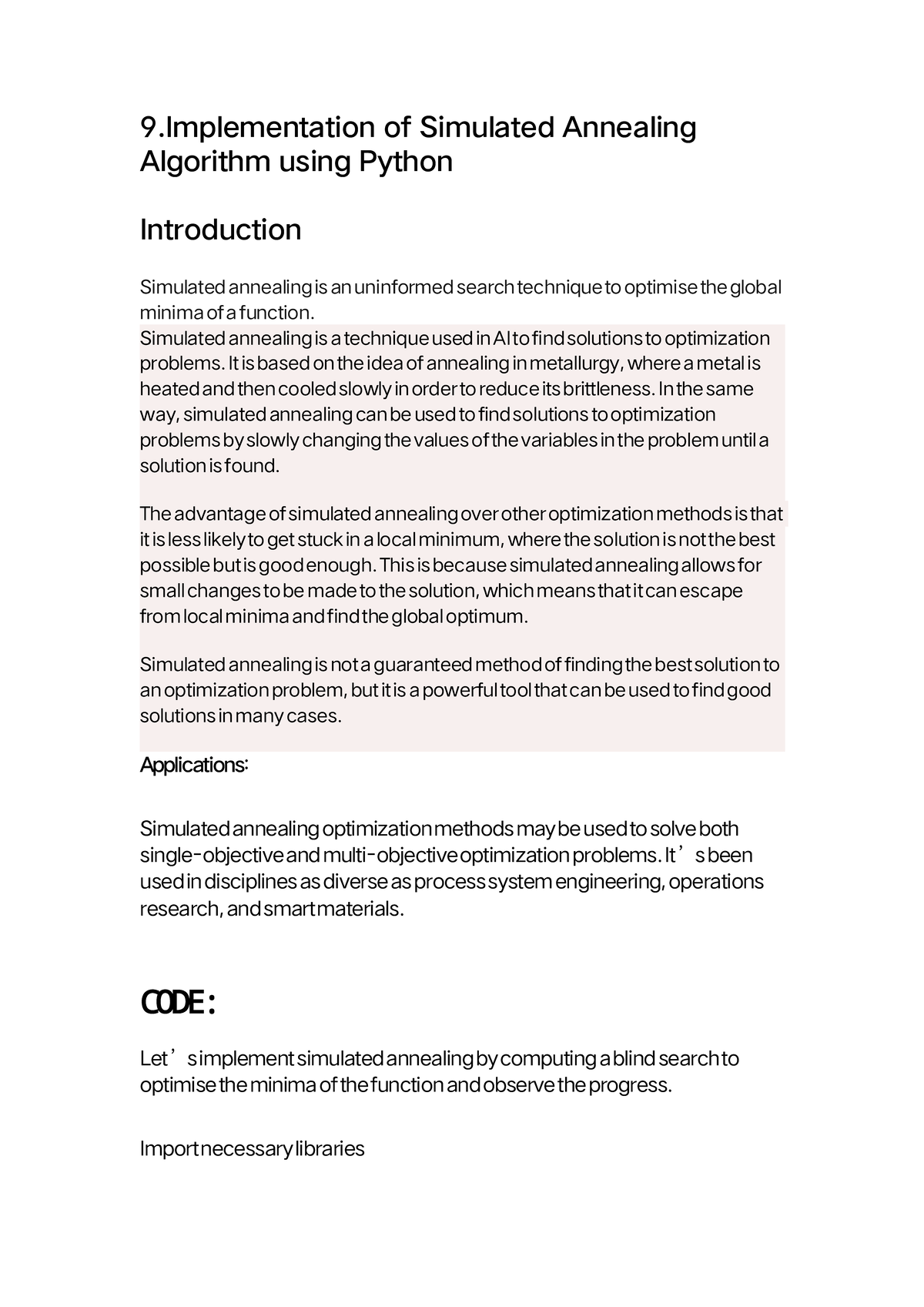 DOC-AI LAB: Simulated Annealing Implementation with Python - Studocu