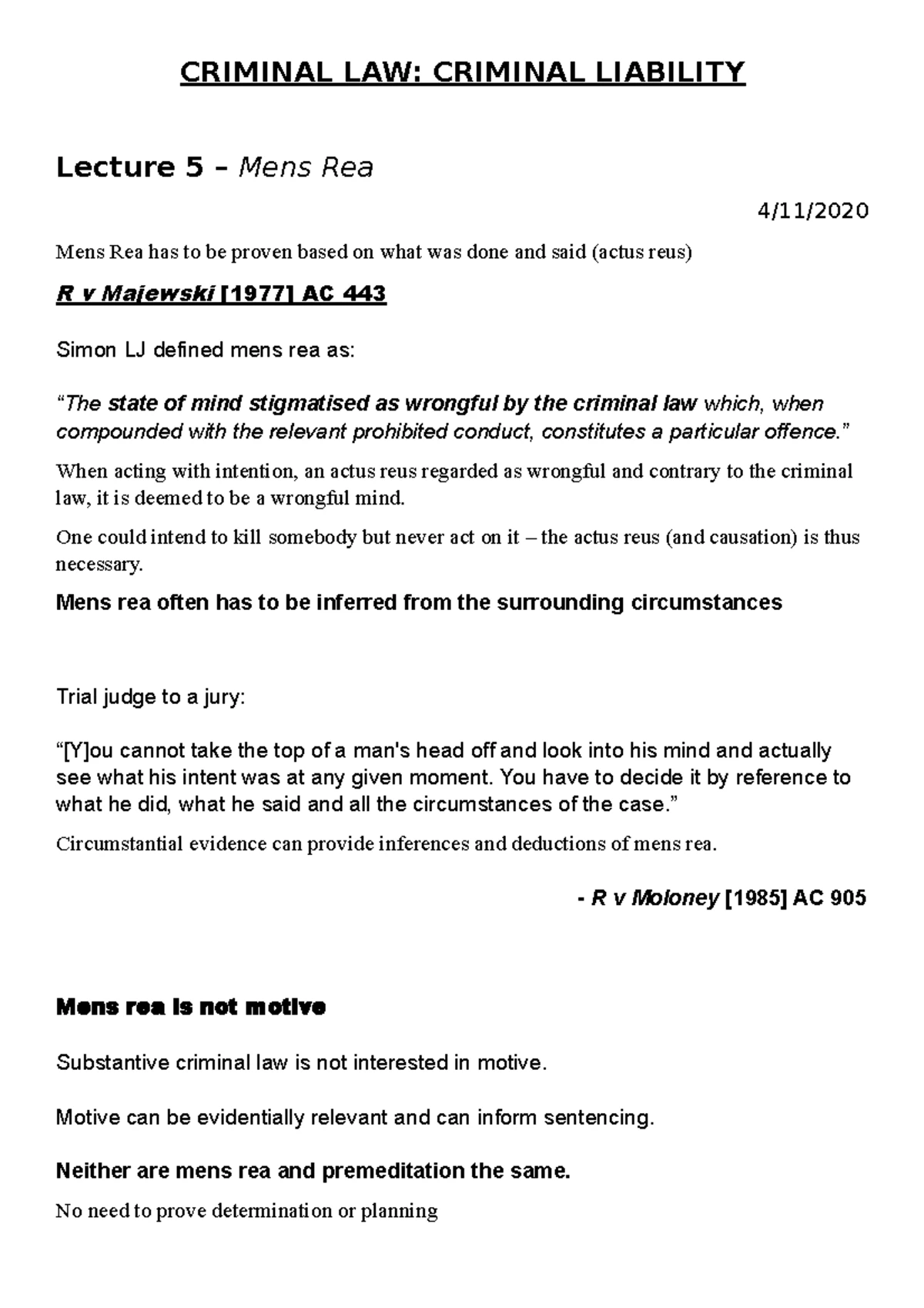 DPP v. Davis & Dunne v. DPP: Key Judgments in Criminal Cases - Studocu