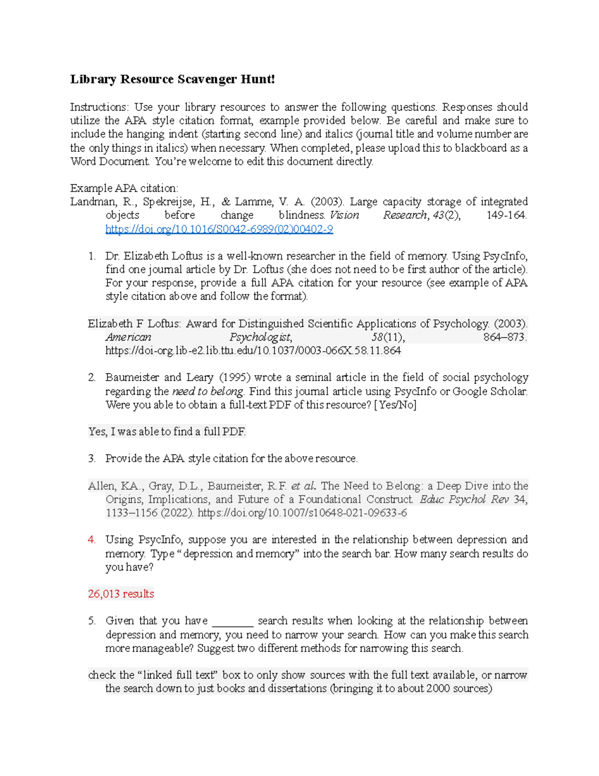 Library Resource Scavenger Hunt Lab Assignment (PSY 101) - Studocu