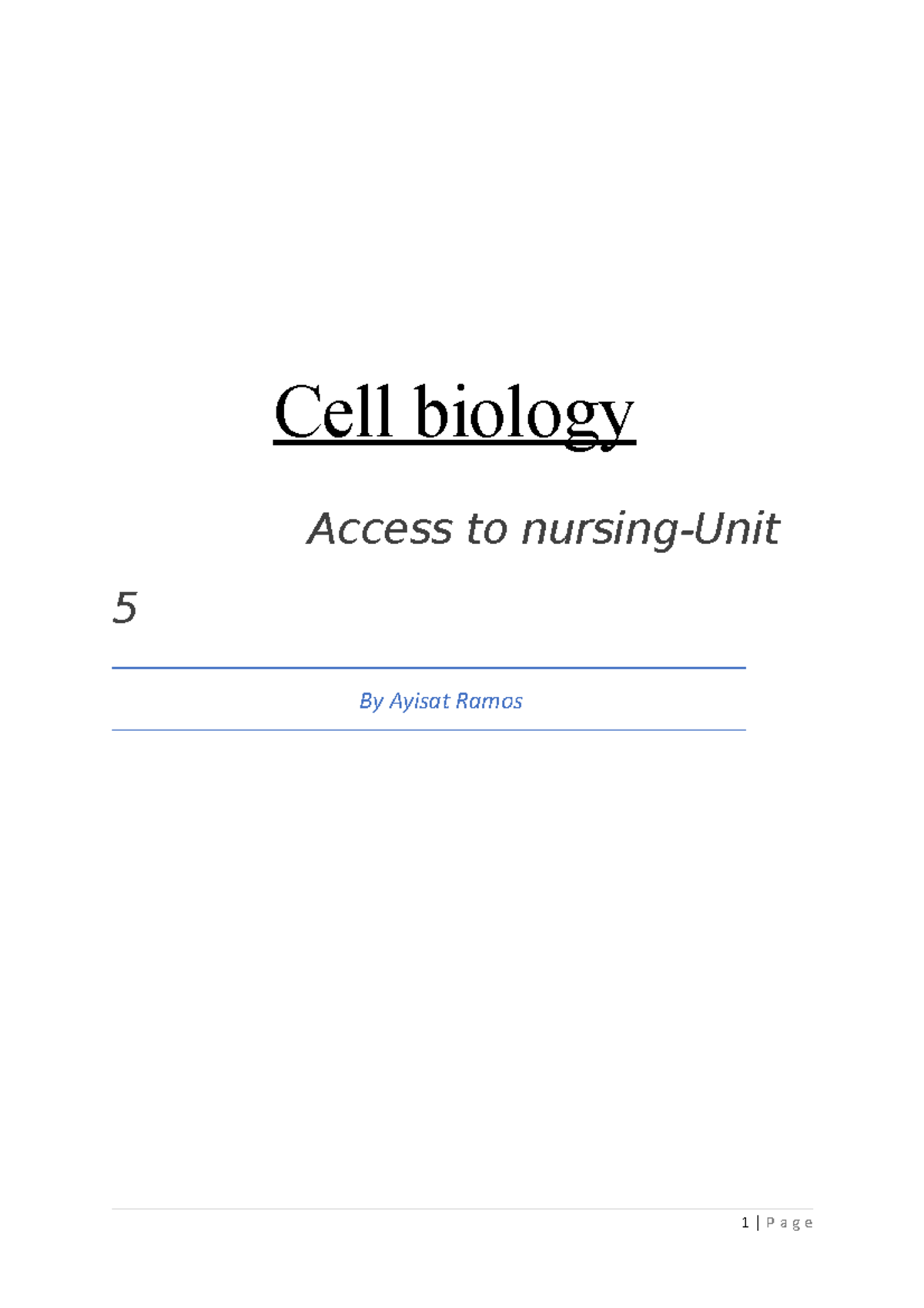 Understanding Cell Biology: Key Concepts and Structures (Unit 5) - Studocu