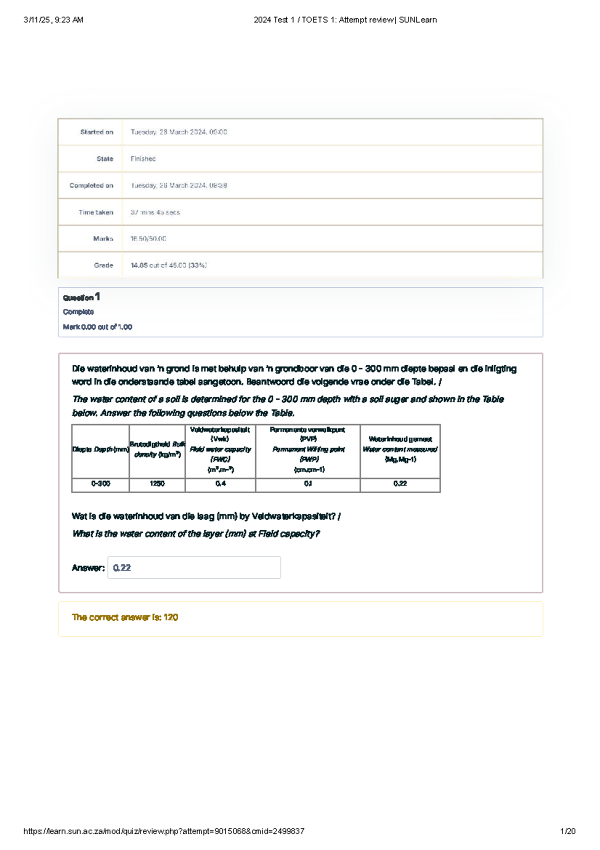 Test 1 Review for Soil Water Content and Density Analysis - 2024 - Studocu