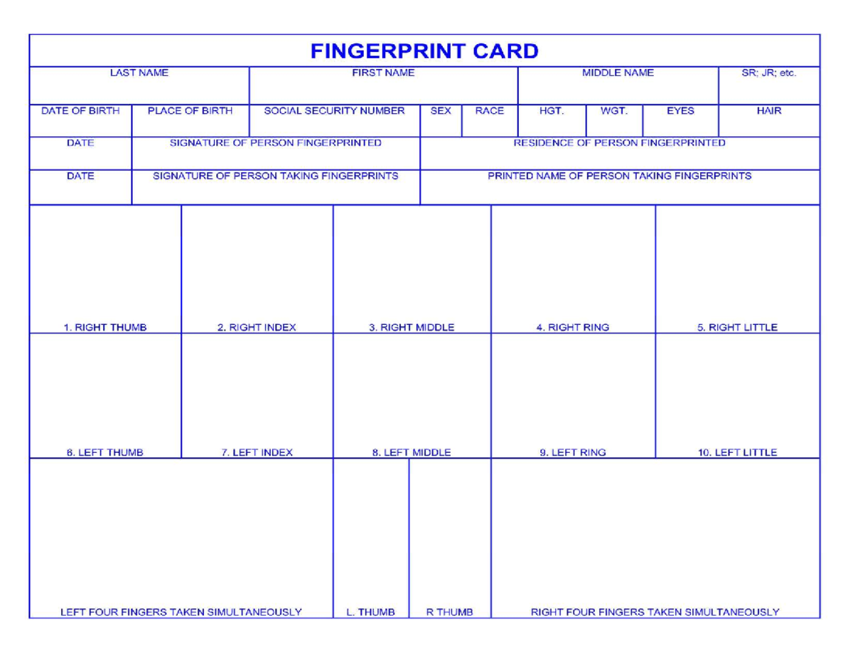 Fingerprint Card Practice Material for Identification - Studocu