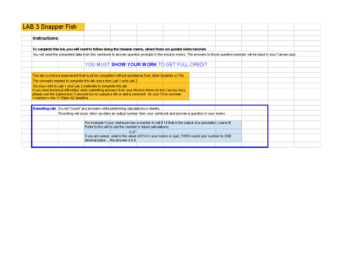 LAB 3: Snapper Fish Experiment Instructions and Data Analysis - Studocu
