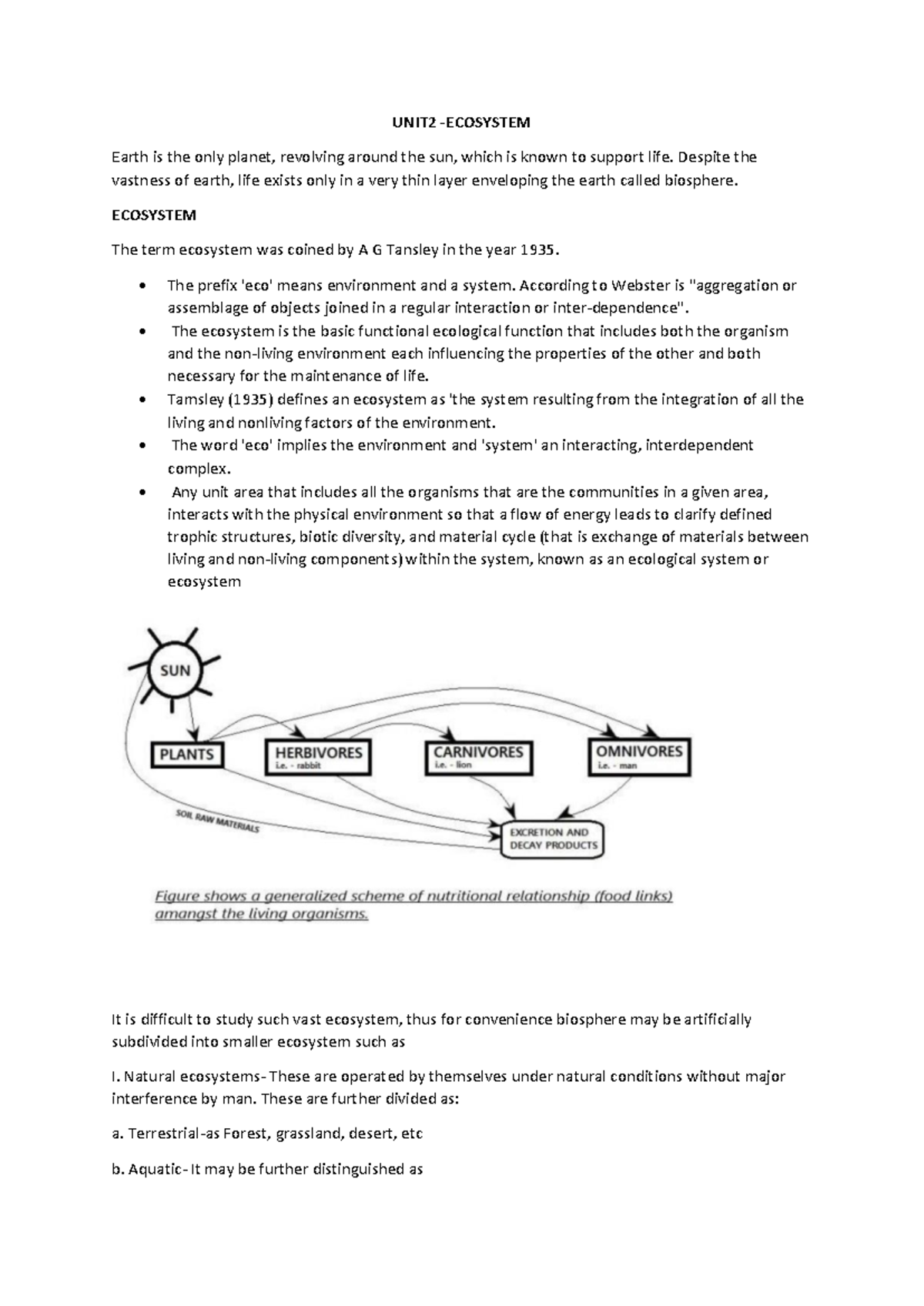 Ecosystem UNIT2 BEVAE181 - UNIT2 -ECOSYSTEM Earth is the only planet ...