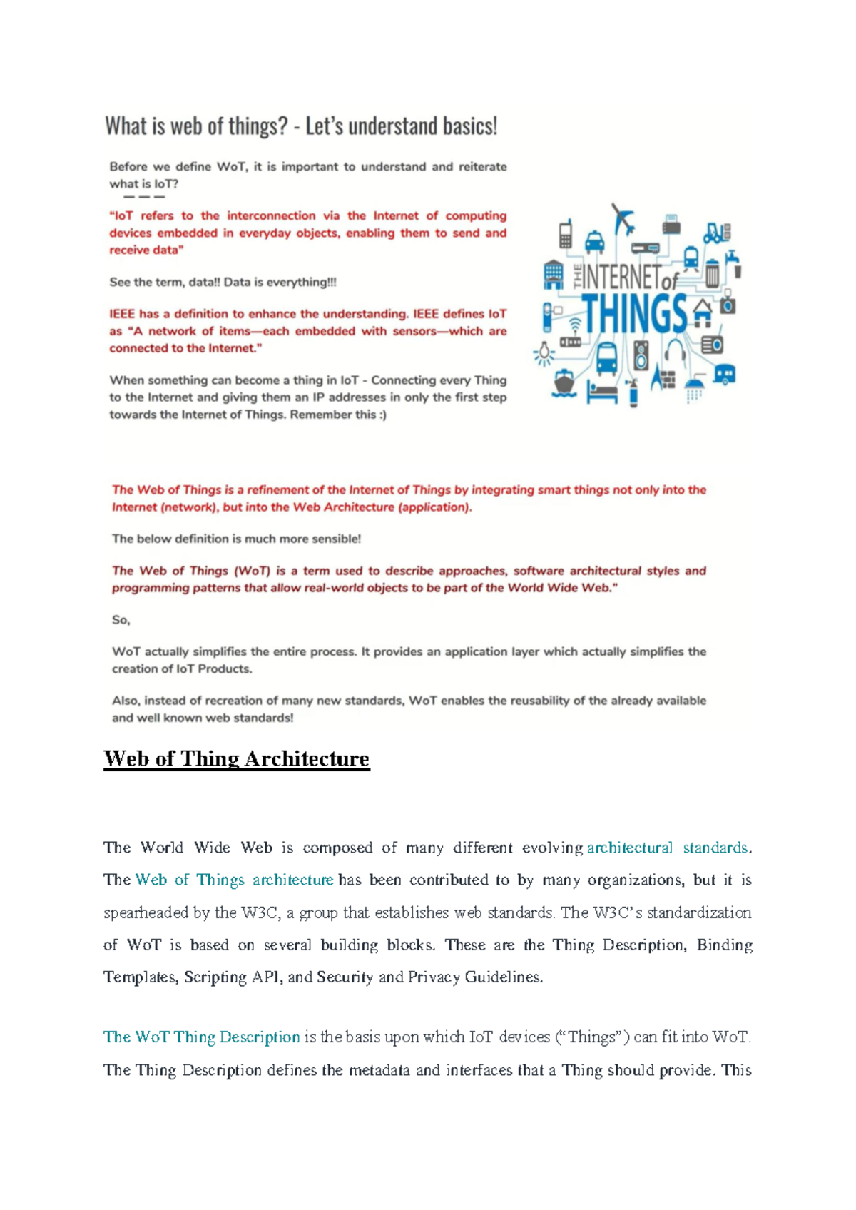 Unit 4. Web of Things - Web of Thing Architecture The World Wide Web is ...