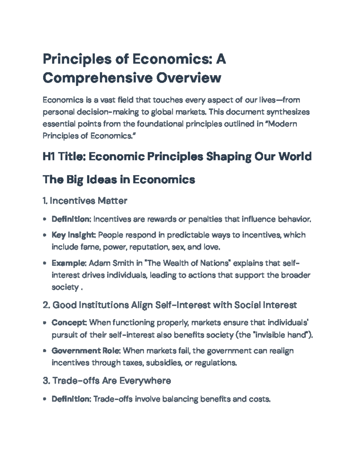 Economic Principles Overview: Insights from Modern Principles of ...