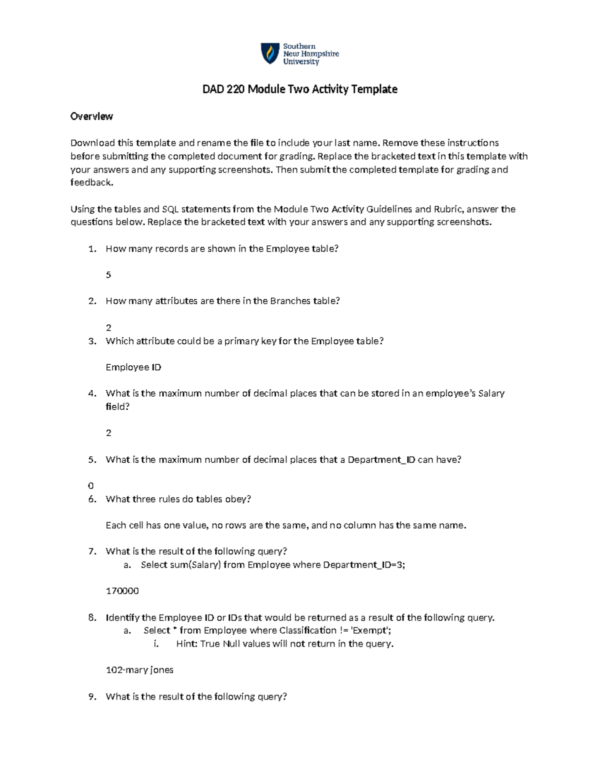 DAD 220 Module Two Activity Completion Guide and Template - Studocu