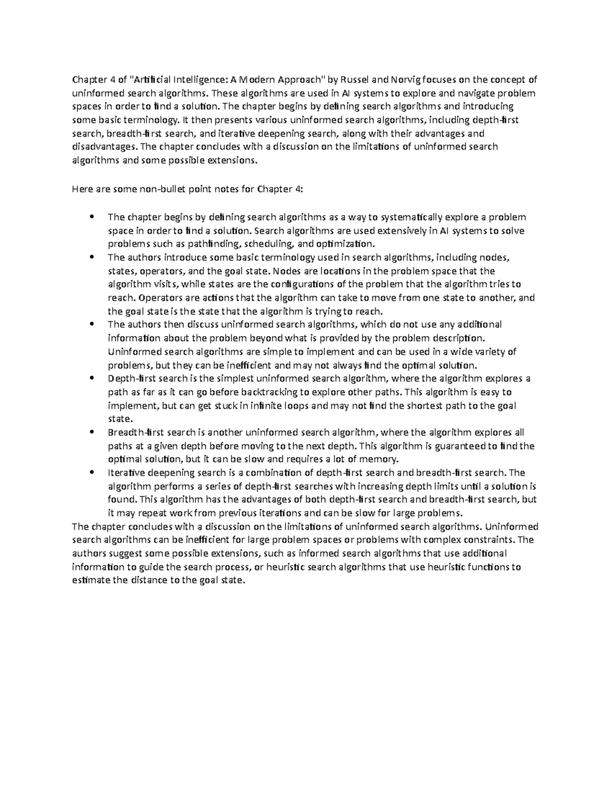 Ai Chapter 4 Uninformed Search Algorithms In Modern Ai Studocu