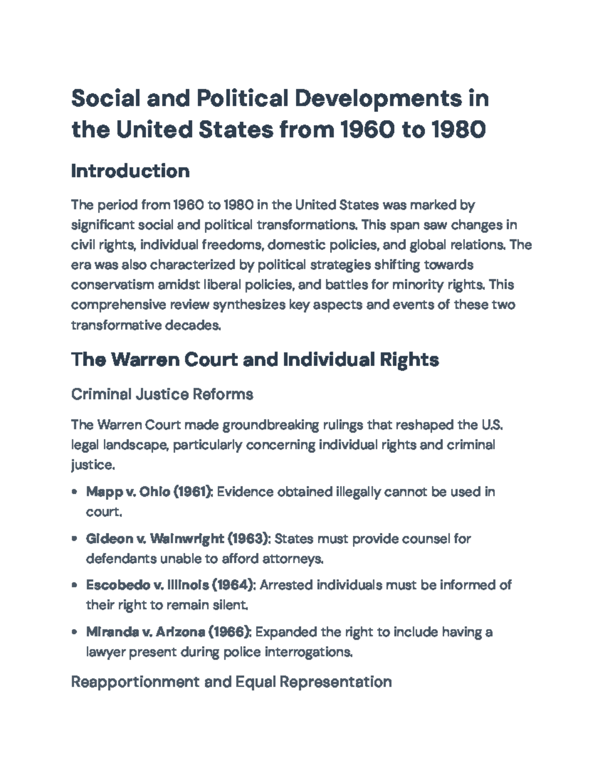 Transformative Social and Political Changes in the U.S. (1960-1980 ...