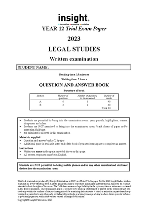 VCE Legal Studies Study Design 2024: Updated Version 1.2 - Studocu