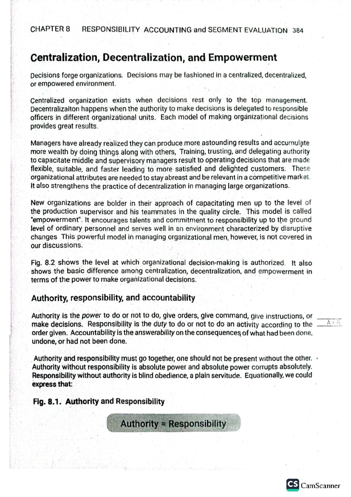 CHAPTER 8: RESPONSIBILITY ACCOUNTING & SEGMENT EVALUATION (CS) - Studocu