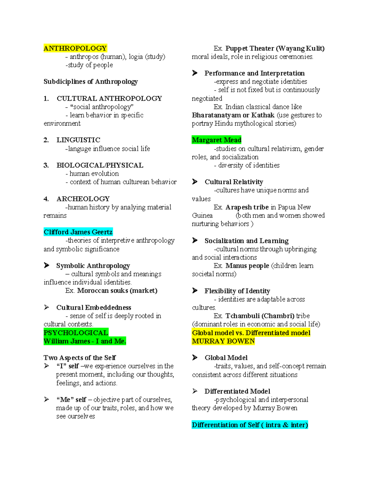 UTS- Reviewer - ANTHROPOLOGY anthropos (human), logia (study) -study of ...