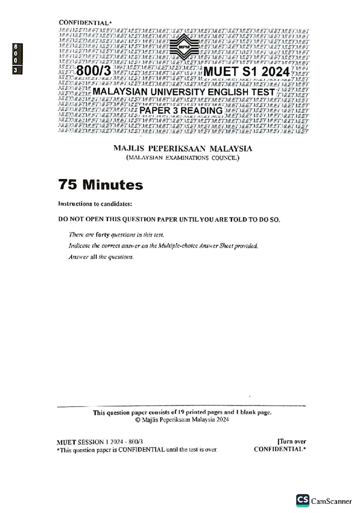 MUET Reading Paper 3 Session 1 2024 - Question Highlights and Analysis ...