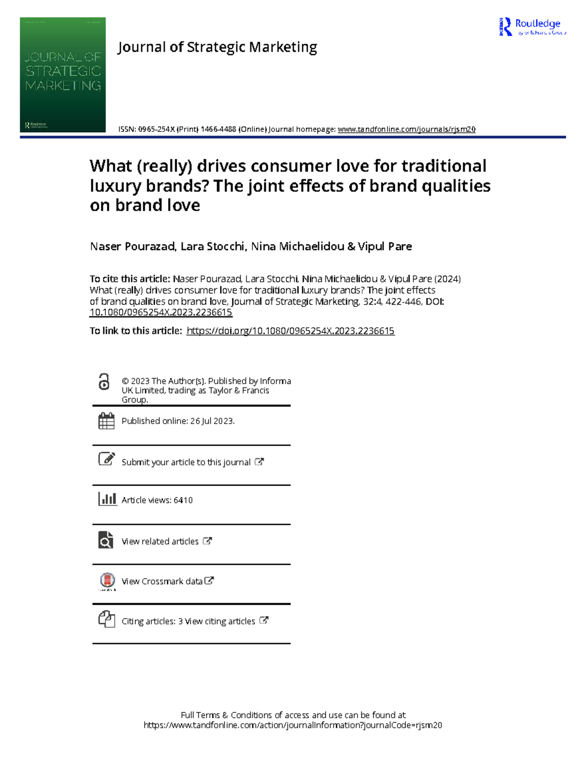 Consumer Love for Traditional Luxury Brands: Joint Effects of Brand ...