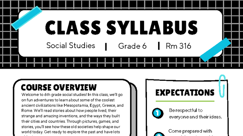 6th Grade Social Studies Syllabus Overview & Grading Policy - Studocu