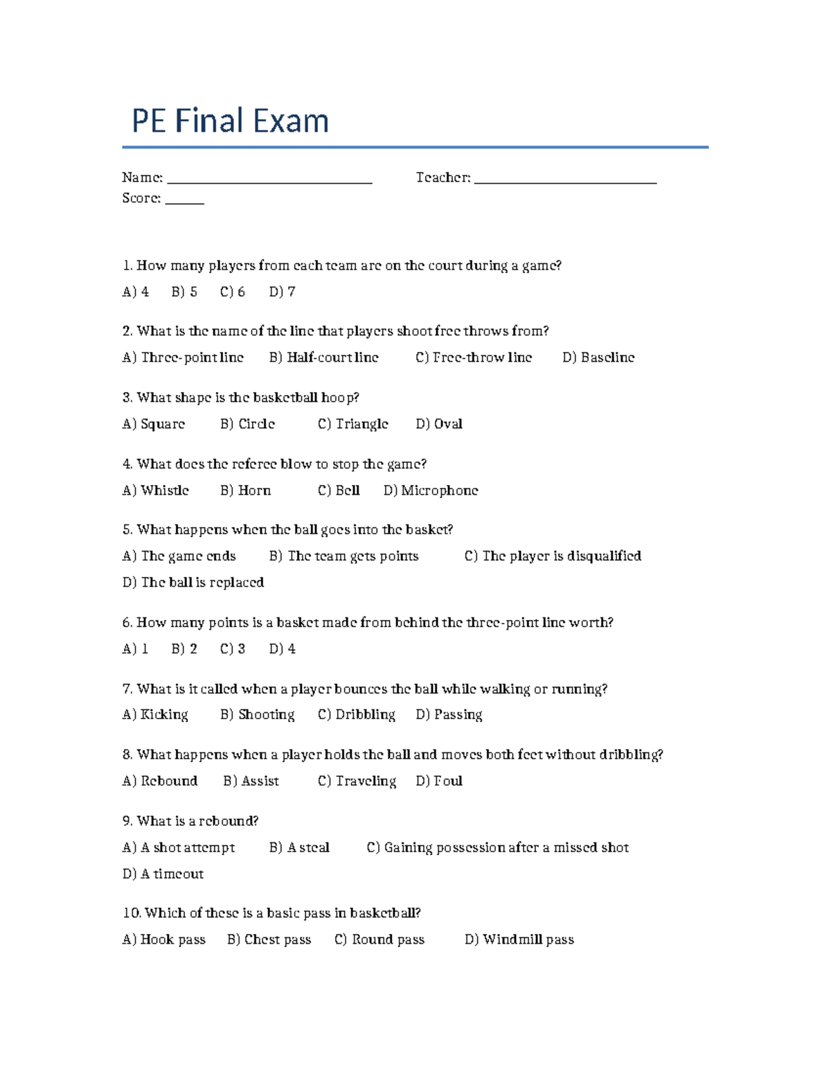 PE Final Exam Review - EWDRCWCRD3Q - Studocu