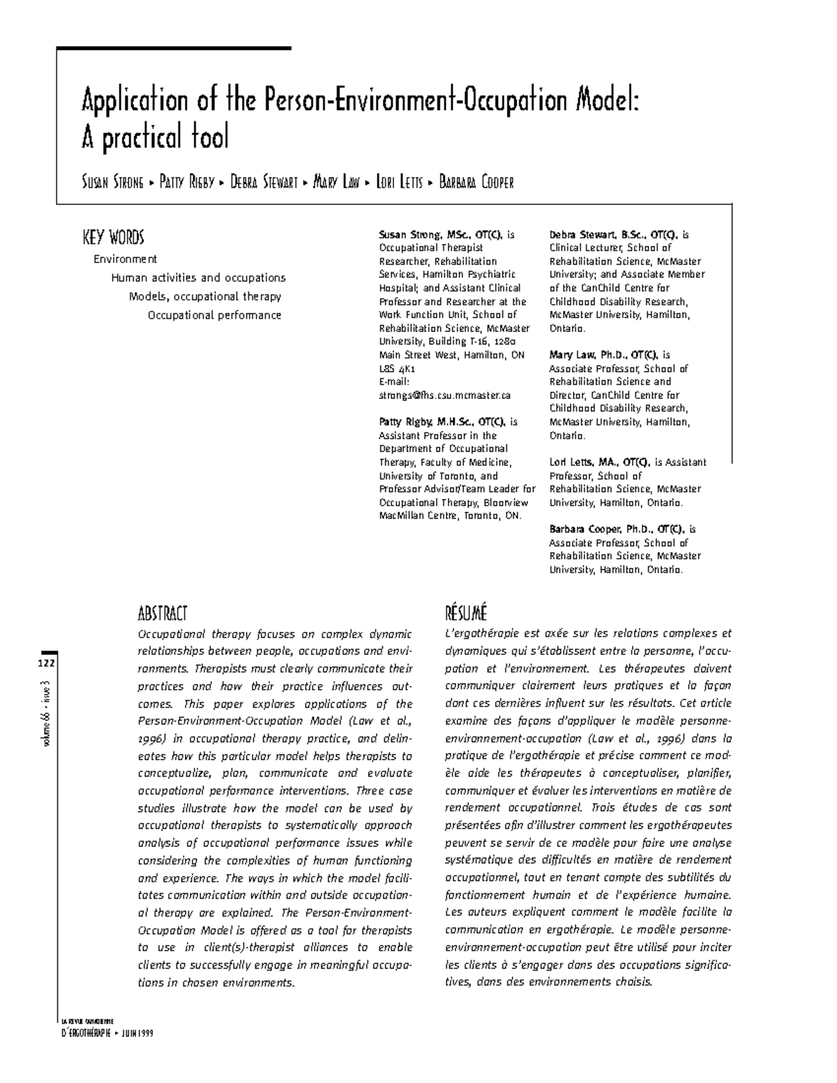 Application of the PEO Model in Occupational Therapy Practice: A Guide ...