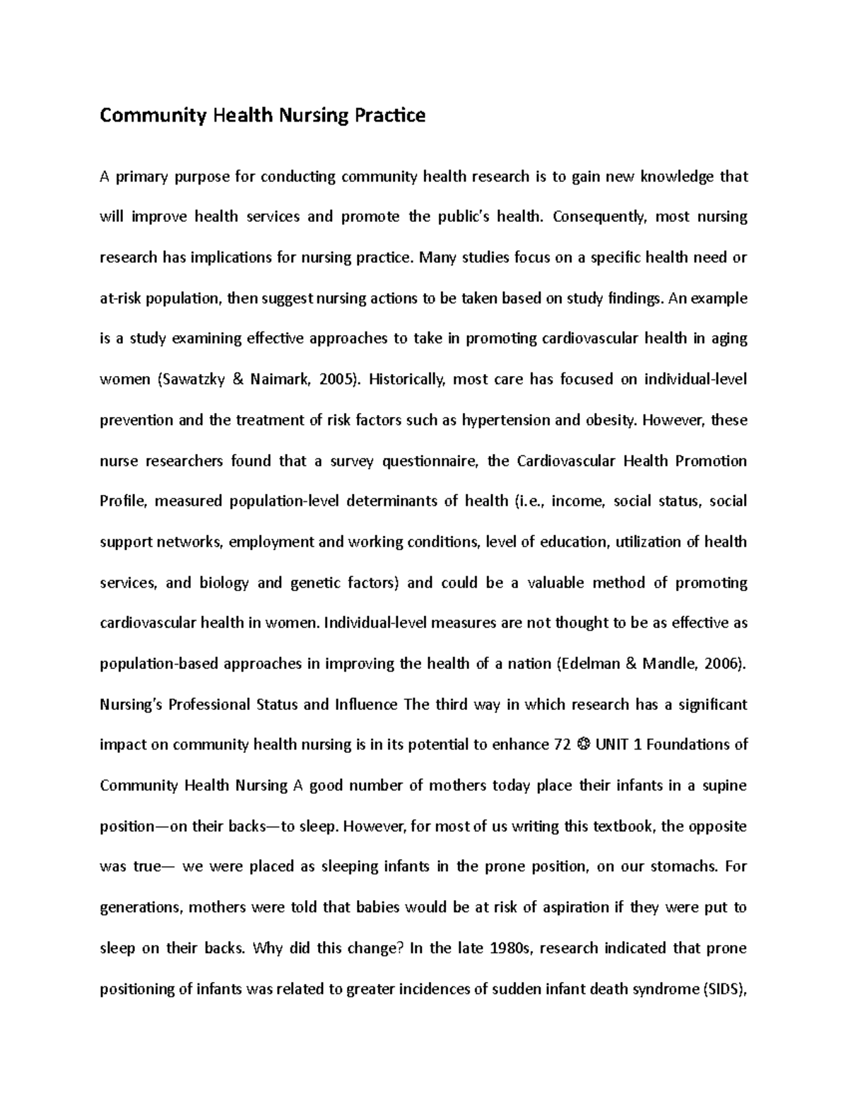 Community Health Nursing Practice - Consequently, most nursing research ...