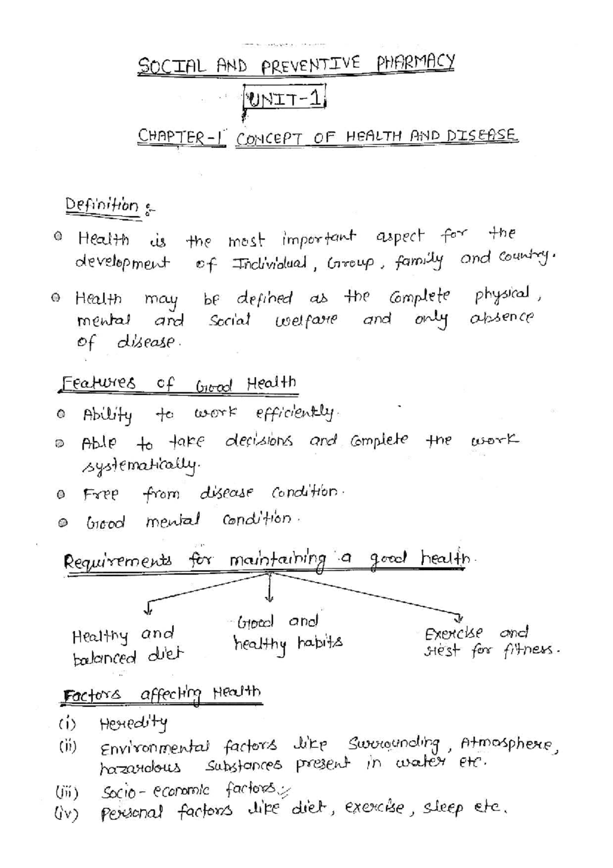 Unit 1: Social and Preventive Pharmacy - Health and Disease Concepts ...