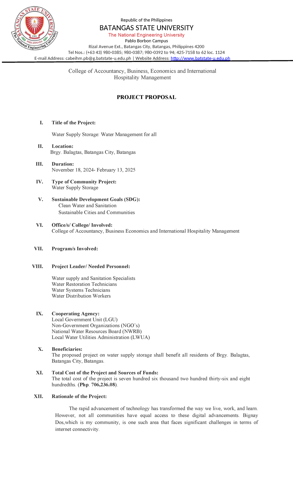 SDS Project Proposal: Free Internet Access for Bignay Dos Community ...