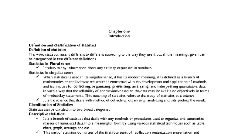 Statistics 101: Introduction, Definitions, and Classifications - Studocu