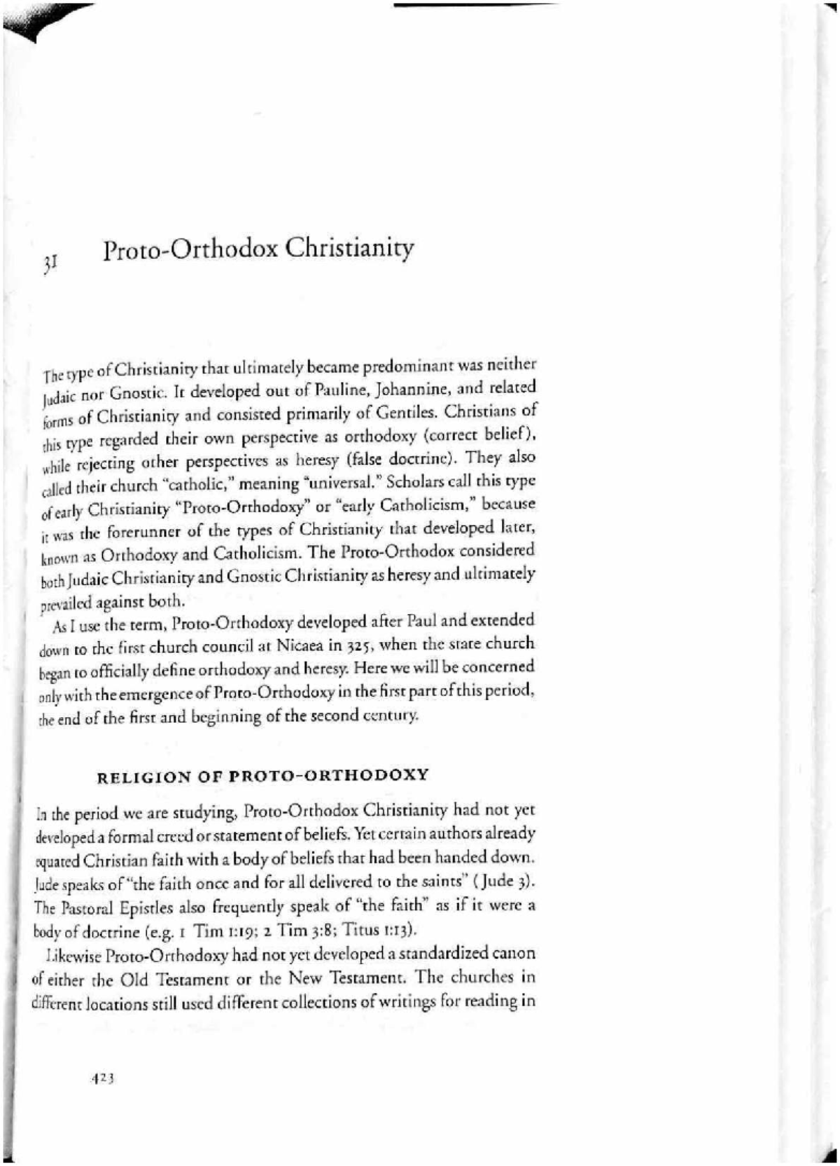 Burkett - Proto-Orthodoxy Excerpts (REL 101) - Studocu