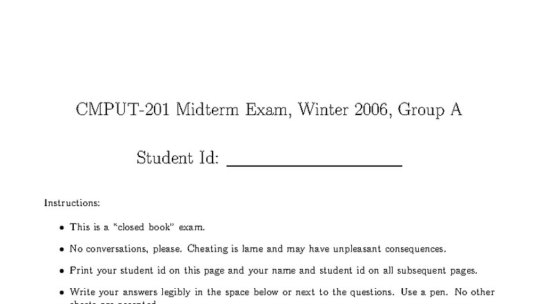 Midterm Exam Notes, Winter 2006, Group A - Studocu