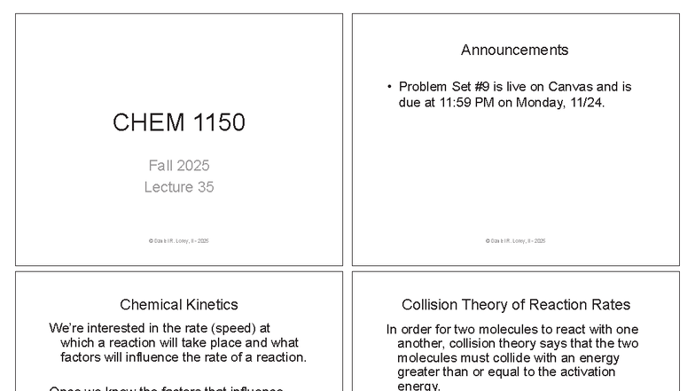 CHEM 1150 Lecture 35: Collision Theory & Reaction Rates - Studocu