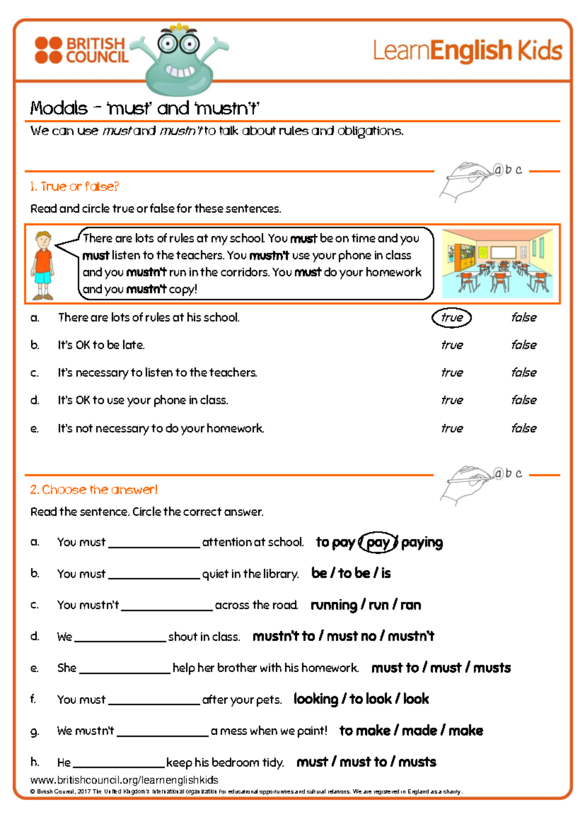 Grammar Practice: Modals Must and Mustn't Worksheet - Studocu