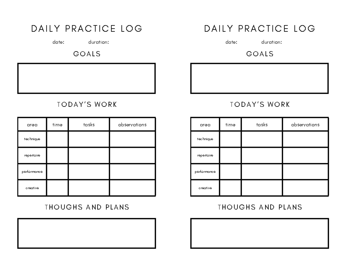DAILY PRACTICE LOG: Monthly Overview and Goals - Studocu